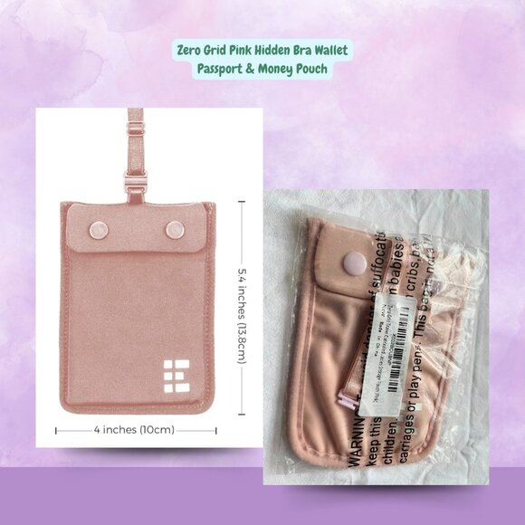 Zero Grid | Accessories | Nwt Zero Grid Pink Hidden Bra Wallet Pink ...